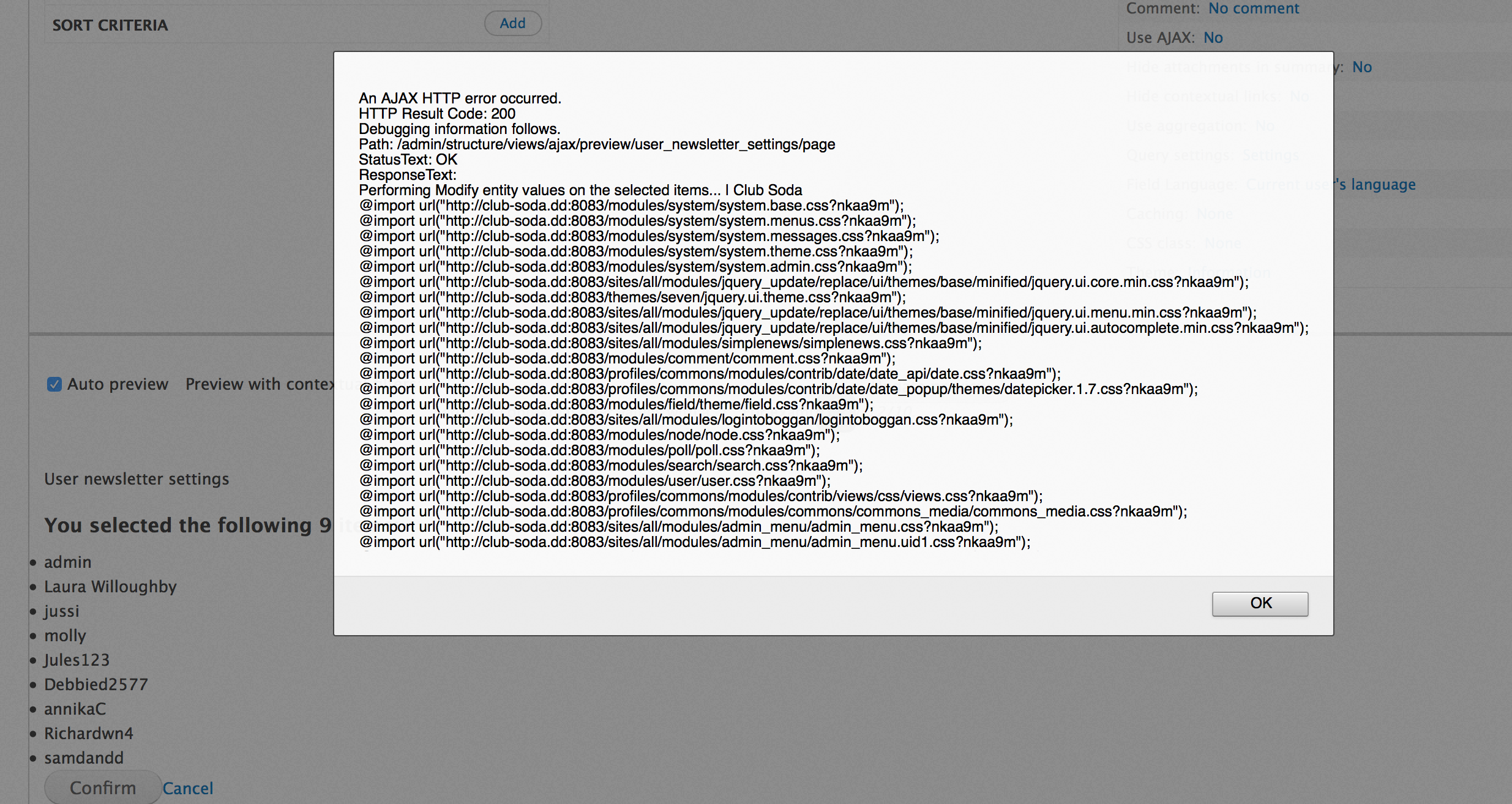 An AJAX HTTP error occurred. [#1806894] | Drupal.org